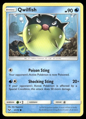 2017 Shining Legends Set Pokemon Card 21 Qwilfish LP | eBay