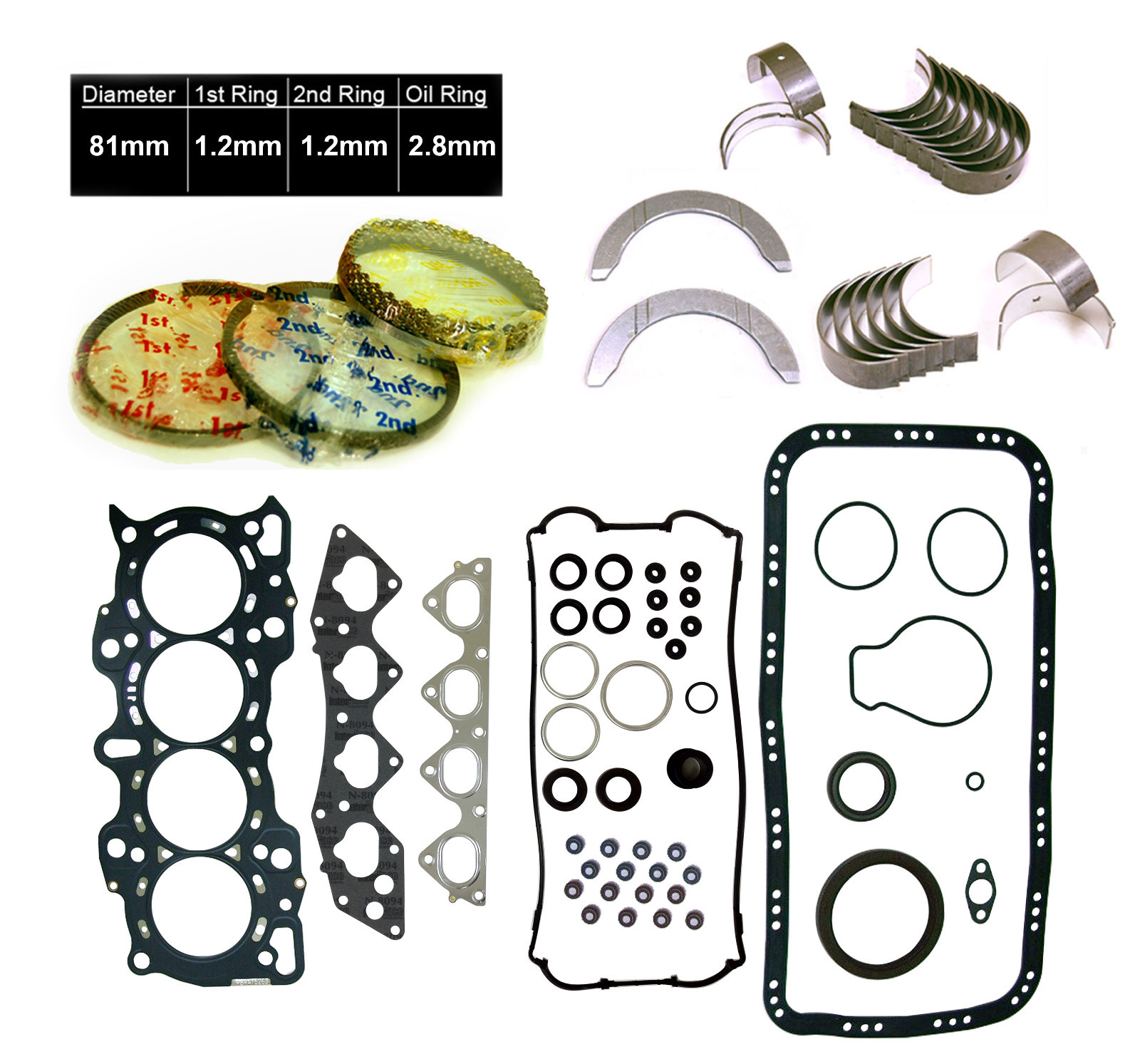 1997-2001 Honda CR-V 2.0L 16V B20B4 B20Z2 DOHC Re-Ring Kit Full Set ...