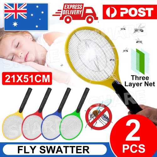 2x Electric Bug Zapper Tennis Racket Mosquito Fly Swatter Insect Killer ...