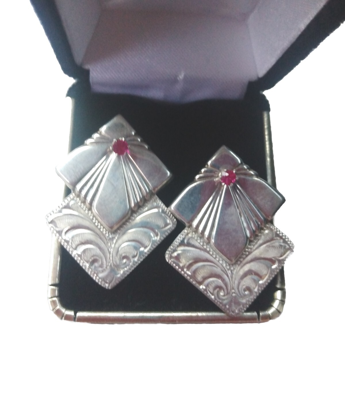 Vintage R.A. Guthrie Designs Sterling Silver Etched E… - Gem