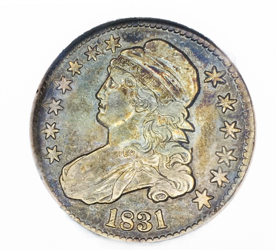 1831 Capped Bust Half Dollar 50c EF 40 Original Toning NGC OLD ANACS ...