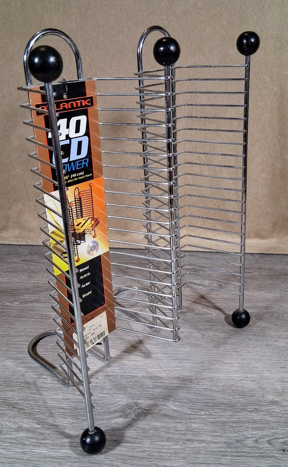 Vtg ATLANTIC CD Storage Tower Rack - 40 Disc Holder Metal Wire Rack ...