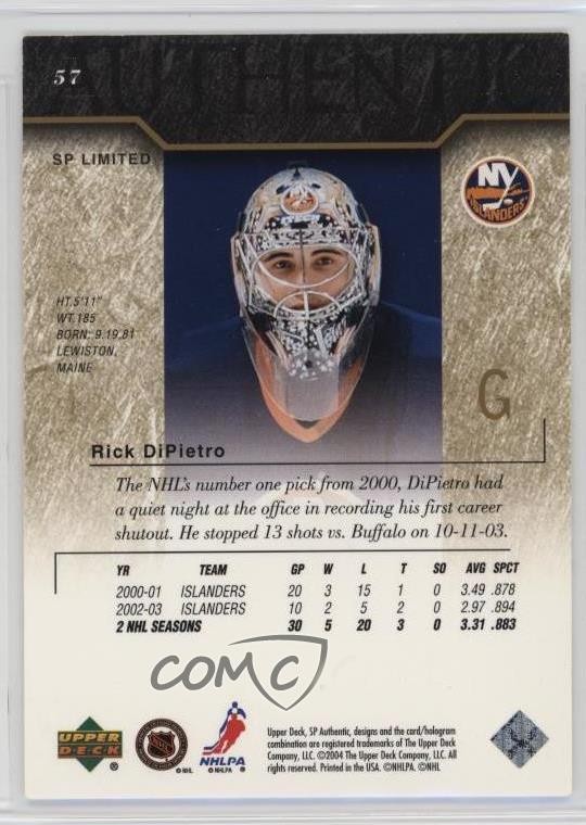 2003-04 SP Authentic SP Limited /99 Rick DiPietro #57 | eBay