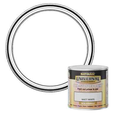 Universal All Surface Paint White Matt Finish Brush Paint & Primer in ...