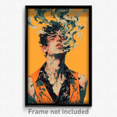 Art Poster - Man Feeling Loathing Wearing Tattered Orange Vest (Print ...