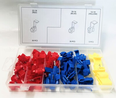65pc Quick Wire Splice Connector Assort Auto ELECTRICIAN Clip Splicer ...