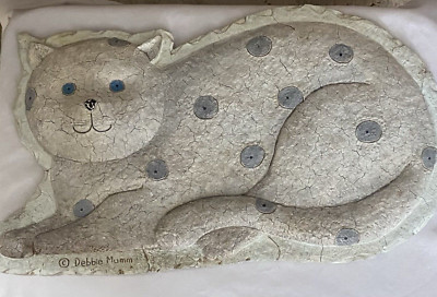 Debbie Mumm Spotted Cat Plaque Garden Stone Slate Wall Art | eBay