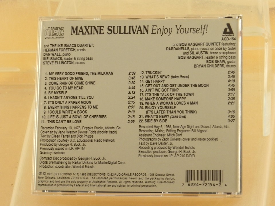 Maxine Sullivan : Enjoy Yourself CD (2006) 762247215424 | eBay