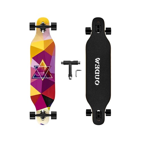 Longboard Skateboard, 41 Inch 8 Layer Canadian Maple Drop Through ...
