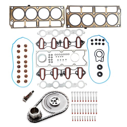 Timing Chain Kit Head Gasket Set w/Head Bolts for Chevy Silverado 1500 ...