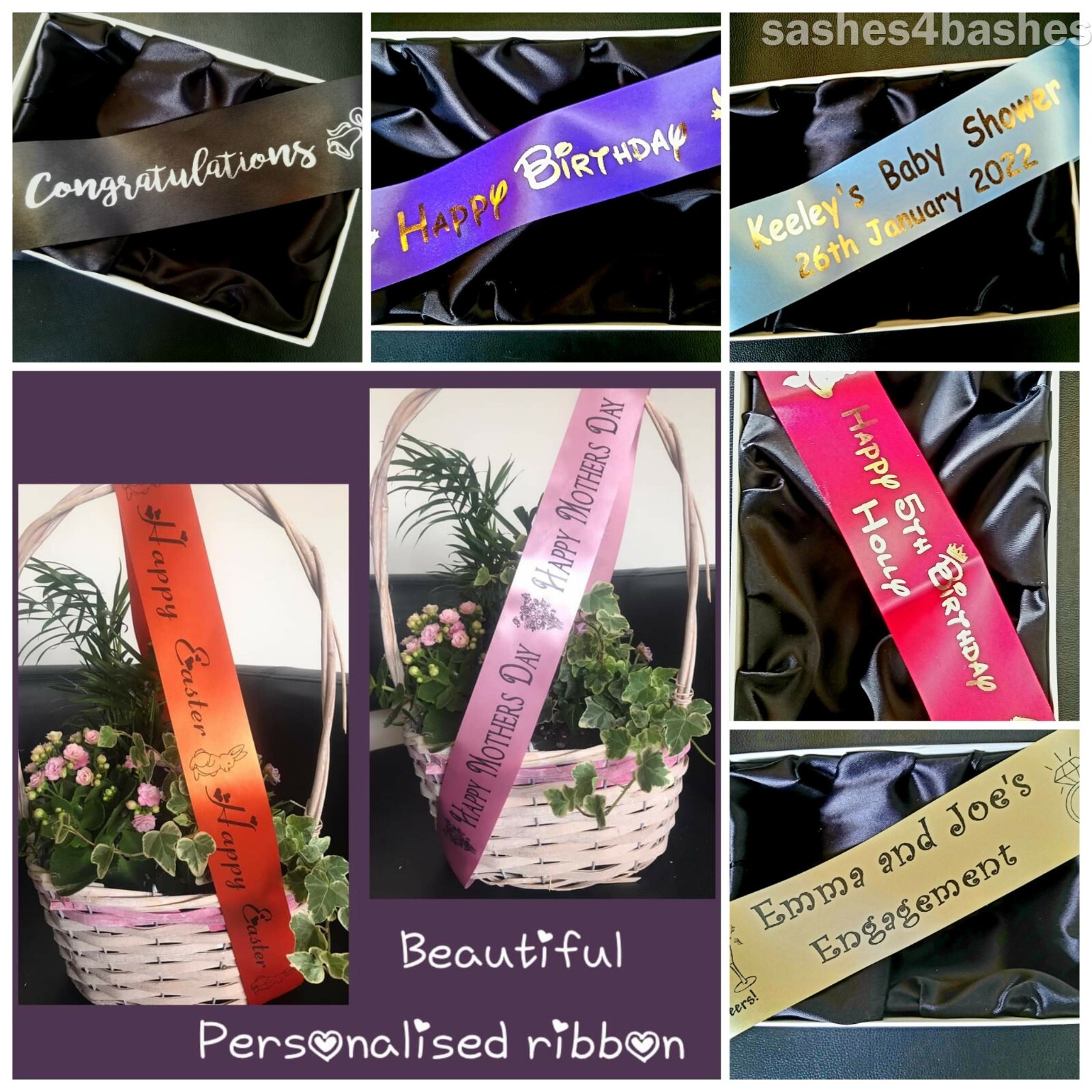 PERSONALISED satin cake ribbon, Gift Wrap 50mm wide. Increments of 1 ...