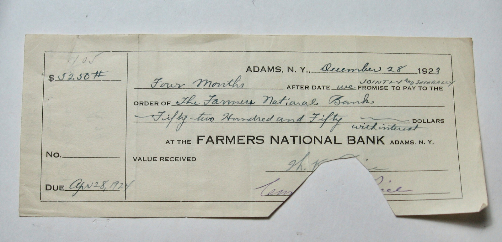 1923 Bank Promissory Note with Documentary Stamps (No. 2) | eBay