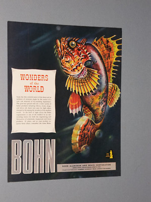1944 BOHN ALUMINUM & BRASS AD WONDERS OF THE WORLD DEEP SEA FISH AS ...