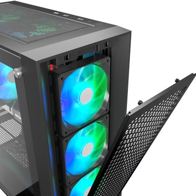 HellCracks Black ATX Tempered , 6 or 3 x 120mm ARGB Fan Incl. 1 x USB3 ...