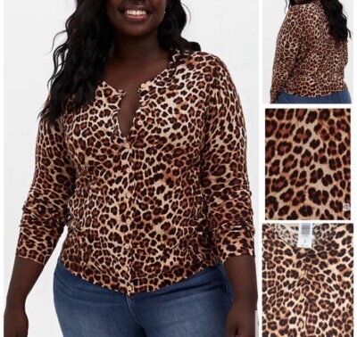 TORRID LEOPARD BUTTON FRONT CARDIGAN SWEATER, NWT, 4X | eBay