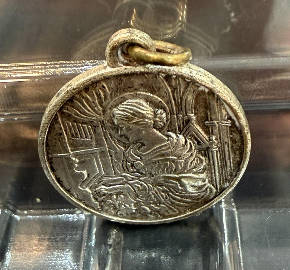 Antique Silver Religious Catholic Holy Metal Rome St Cecilia Catacombs ...