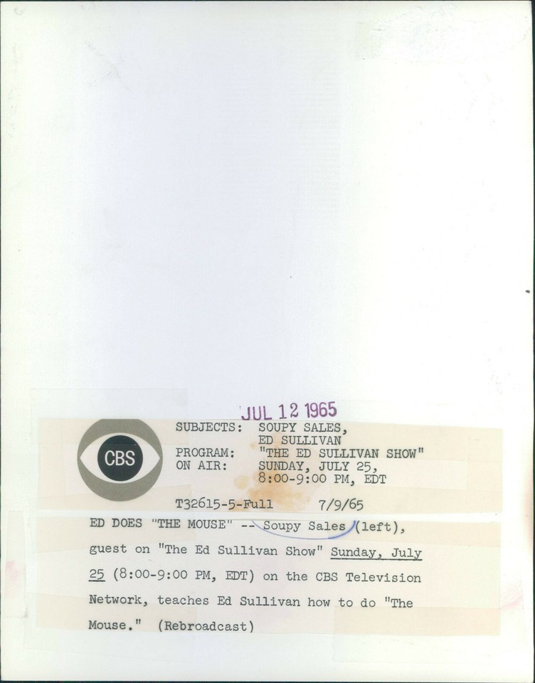 1965 Press Photo Soupy Sales guest on "The Ed Sullivan Show" Shows ...