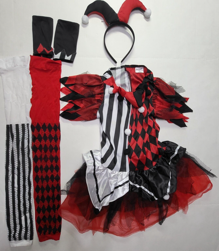 Spirit Horror Harlequin Harley Quinn Child Size S 4-6 Halloween Dress ...