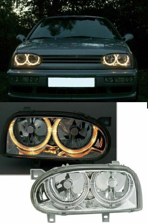 1991-1997 VW Golf MK3 Clear Angel Eye Halogen H7 Headlights | Headlight ...