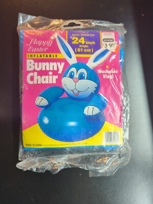 Vintage 24" Easter Bunny Inflatable Bunny Chair Blue New Washable Vinyl ...