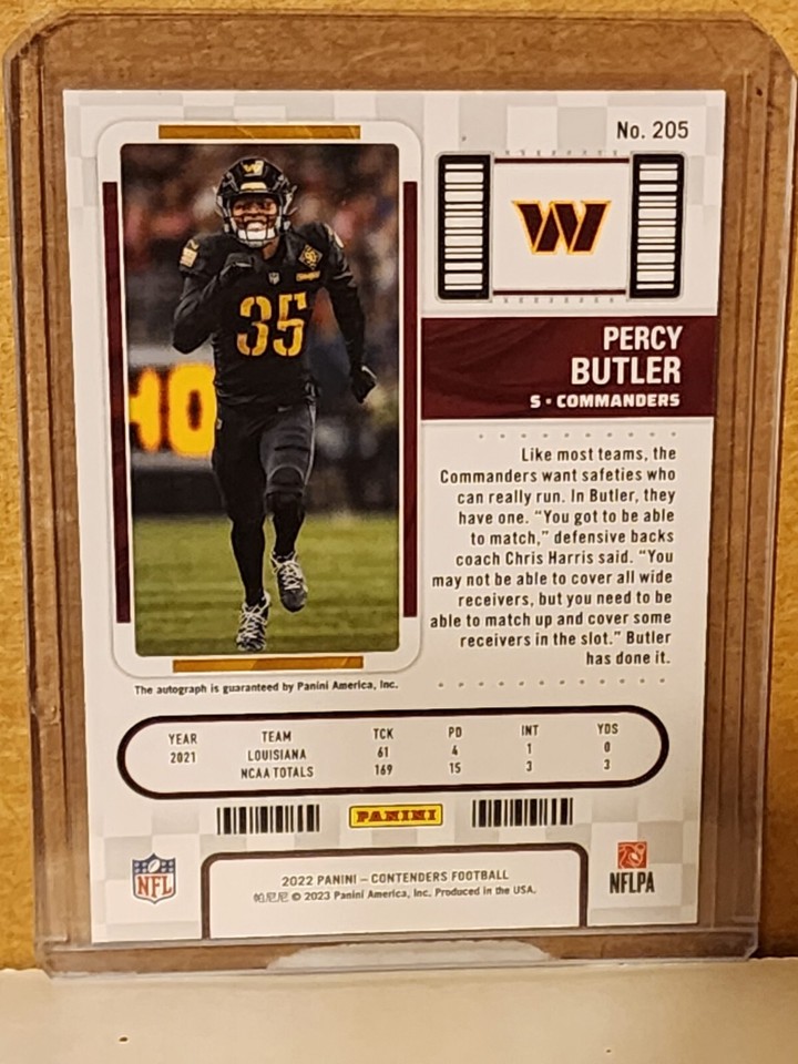 Percy Butler 2022 Contenders Rookie Ticket Autograph Washington ...