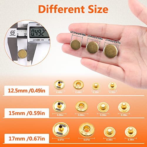 Alritz 120 Set Leather Snap Fasteners Kit, 12.5mm Metal Button Snaps ...