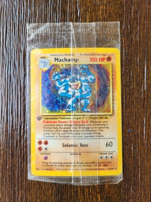 Pokémon Base Set Machamp 1st Edition Holo Card 8/102 Factory Sealed ...