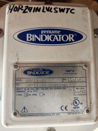 Bindicator VRFII-SG-ED205-24 24-48V 4W Tank Level Sensor, 24" Probe | eBay