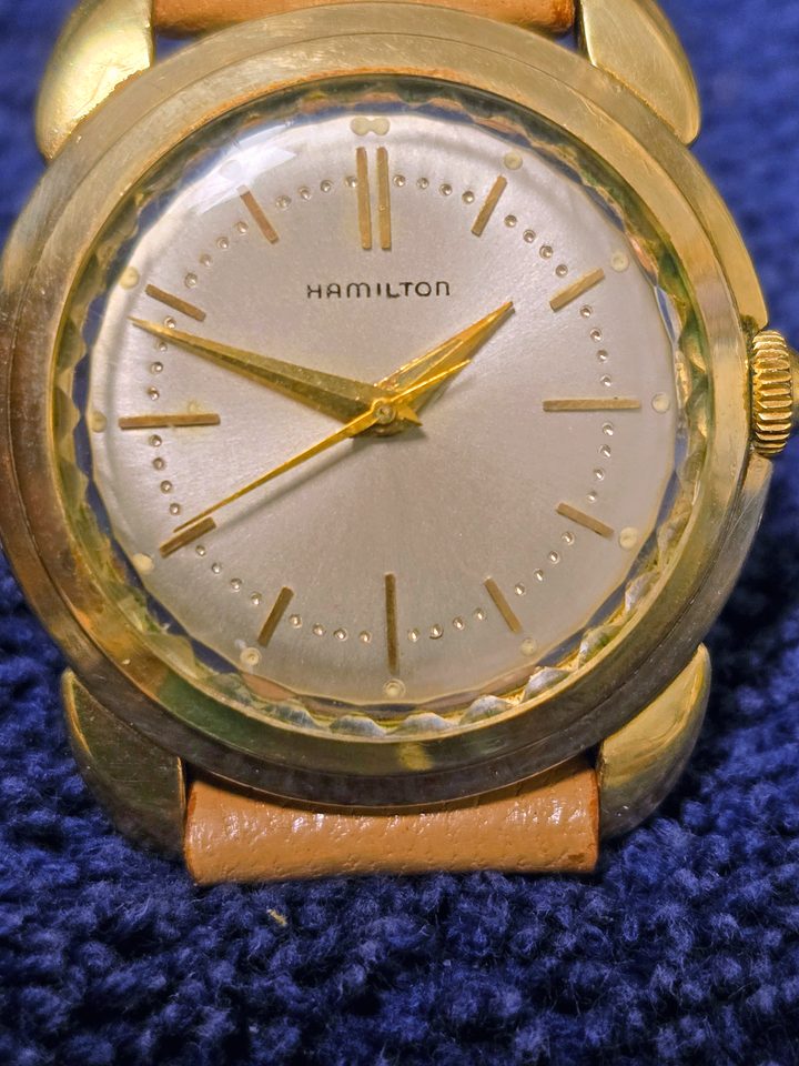 Vintage Hamilton Grenadier all orig. 18 KT Gold #s NOS Hamilton band ...