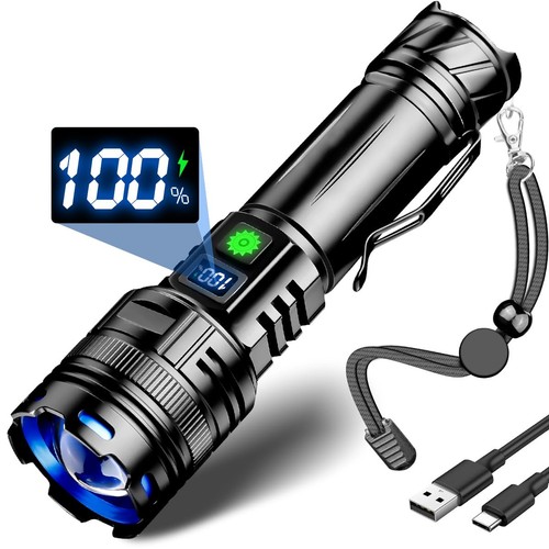 LED Flashlights High Lumens, Rechargeable Flashlight 100,000 Lumen ...