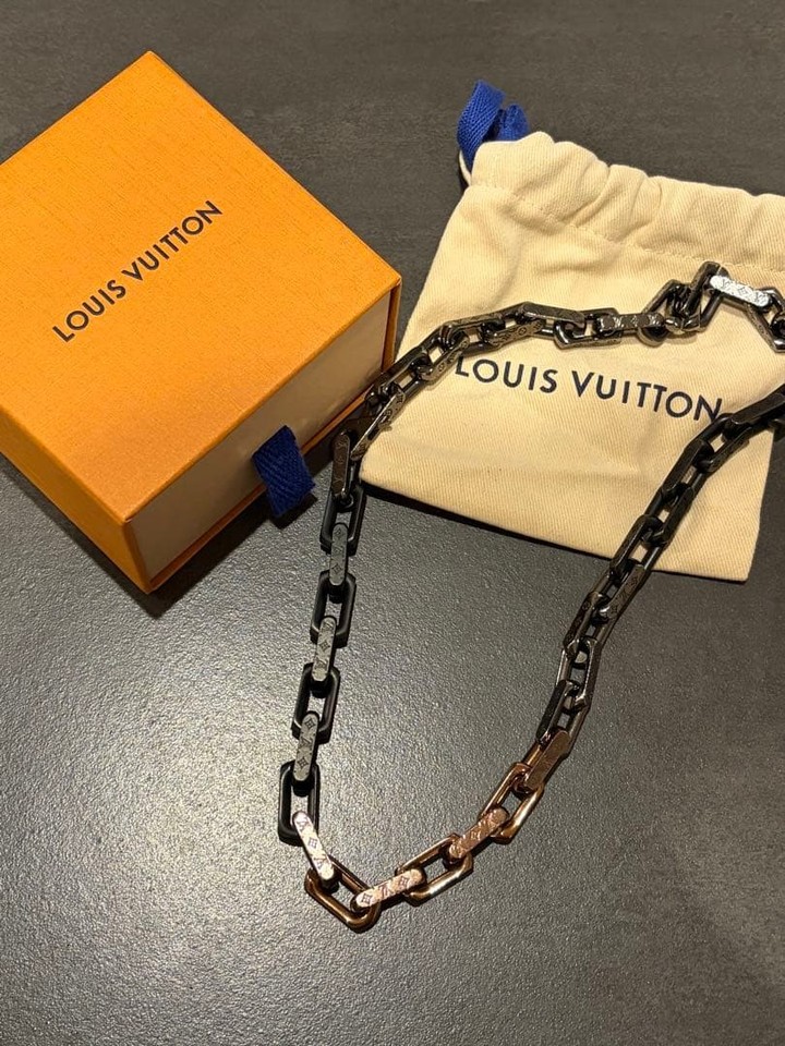 Louis Vuitton Monogram Chain Necklace Blonde Rare Color Authentic Used ...