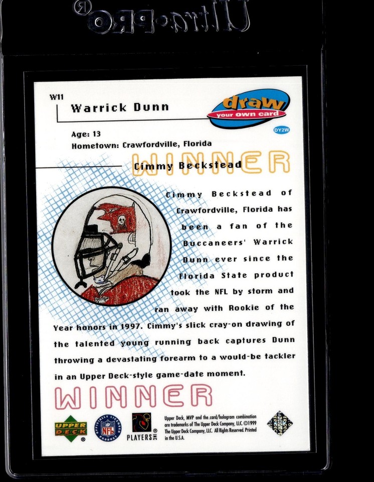 1999 Upper Deck MVP Draw Your Own Card #W11 Warrick Dunn | eBay