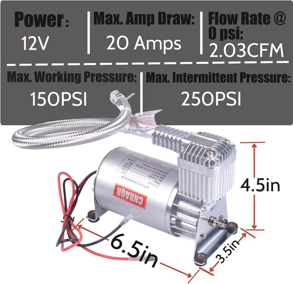 150PSI Air ride Compressor Kit For Train Horn Air Suspension Kit | eBay
