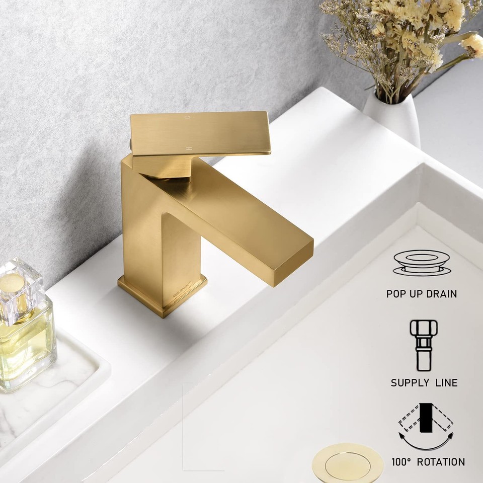 Modern Solid Brass Bathroom Sink Faucet Single Handle Hole Vanity Mixer ...