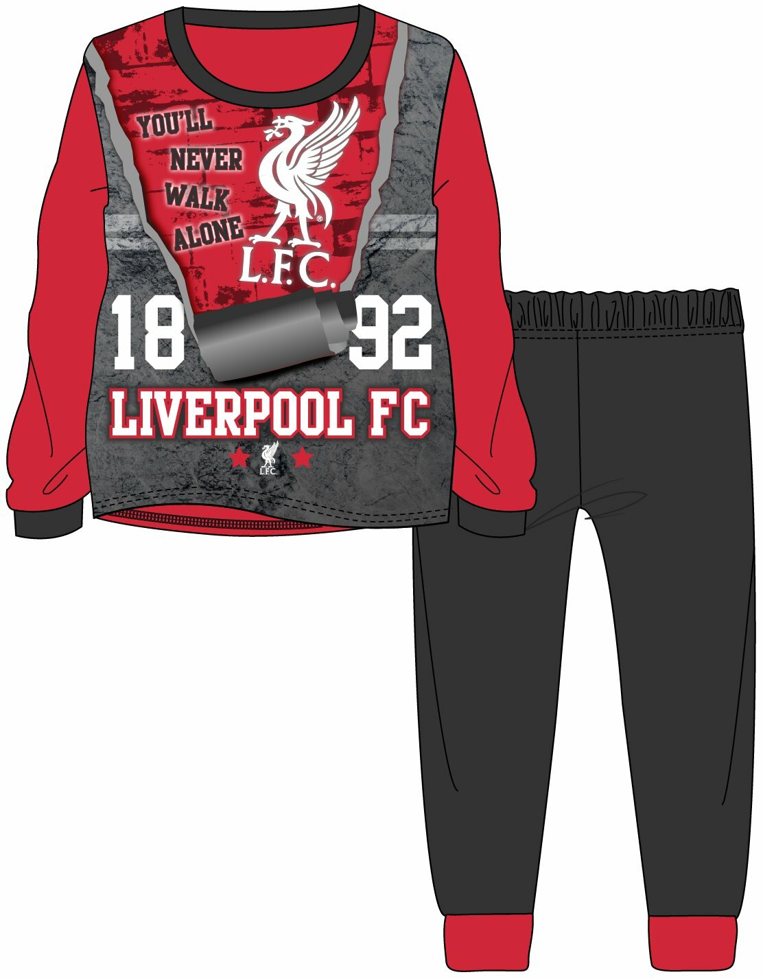 Boys Kids Liverpool Pyjamas Nightwear Long Sleeve PJs 4 to 12 years ...