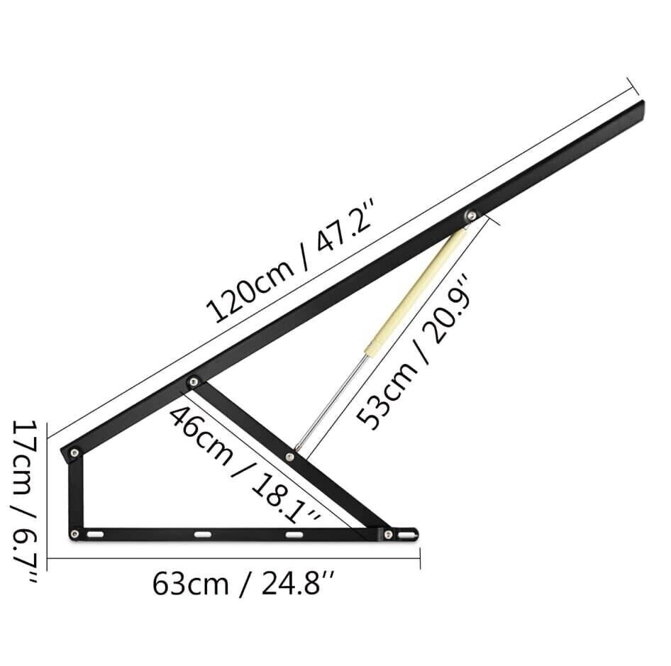 Lift Mechanism Bed Storage Ottoman Gas Struts Hinge Pair Bed Sofa 120 ...