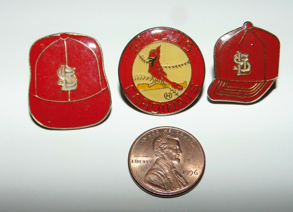 3) Vintage St Louis Cardinals MLB Pin Pinback Button Lapel Set LOT ...