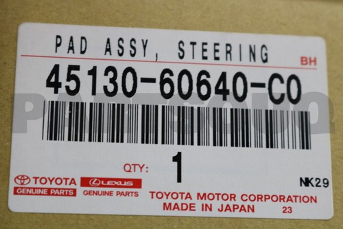 4513060640C0 Genuino Toyota PAD ASSY DIRECCIÓN 45130-60640-C0 | eBay