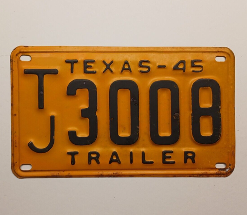 🐾 1945 TEXAS "TRAILER" LICENSE PLATE (TJ-3008) | eBay