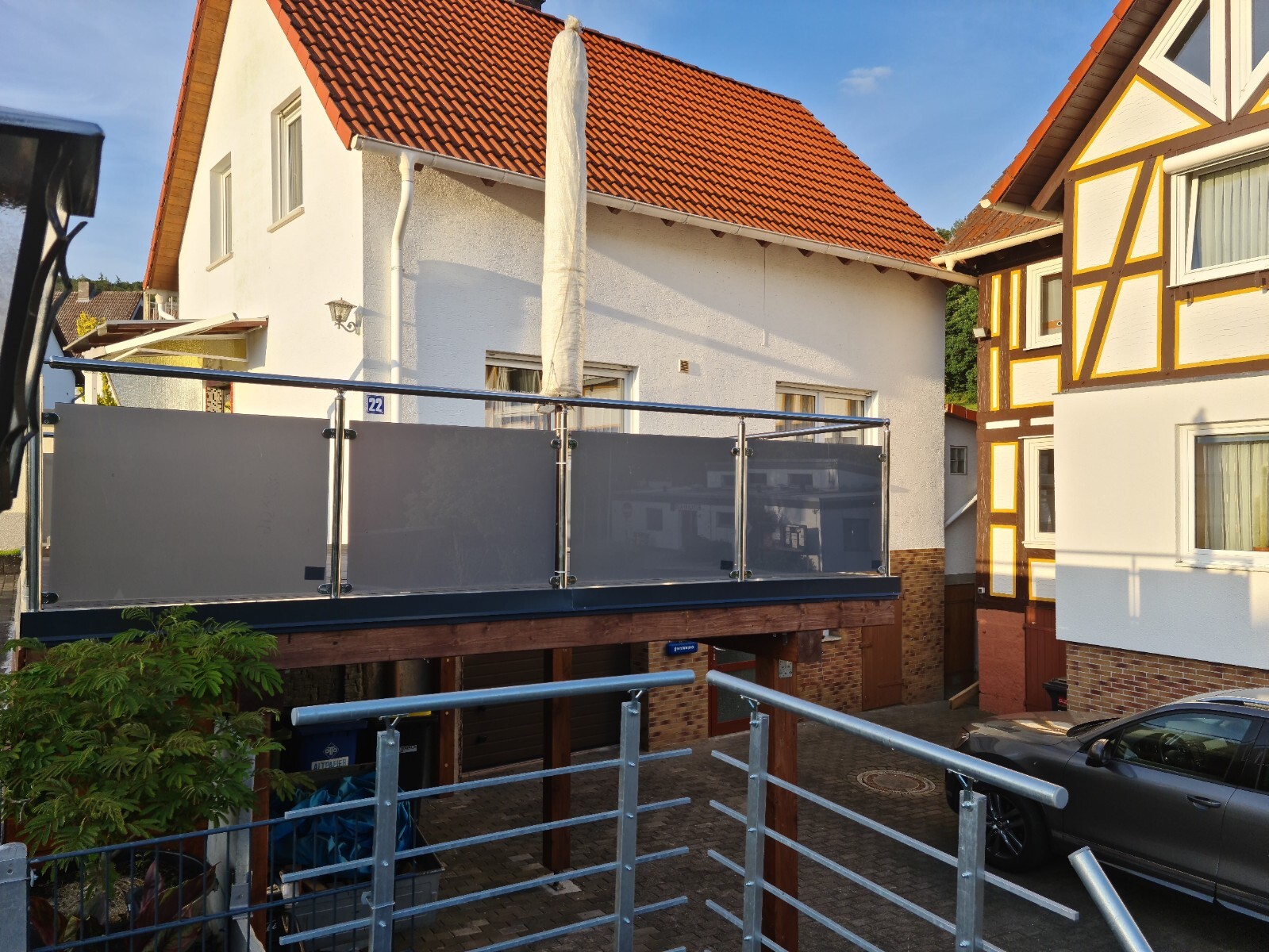 Balkongeländer mit VSG-Glas Anthrazit,Milchglas für Terrasse Edelstahl ...