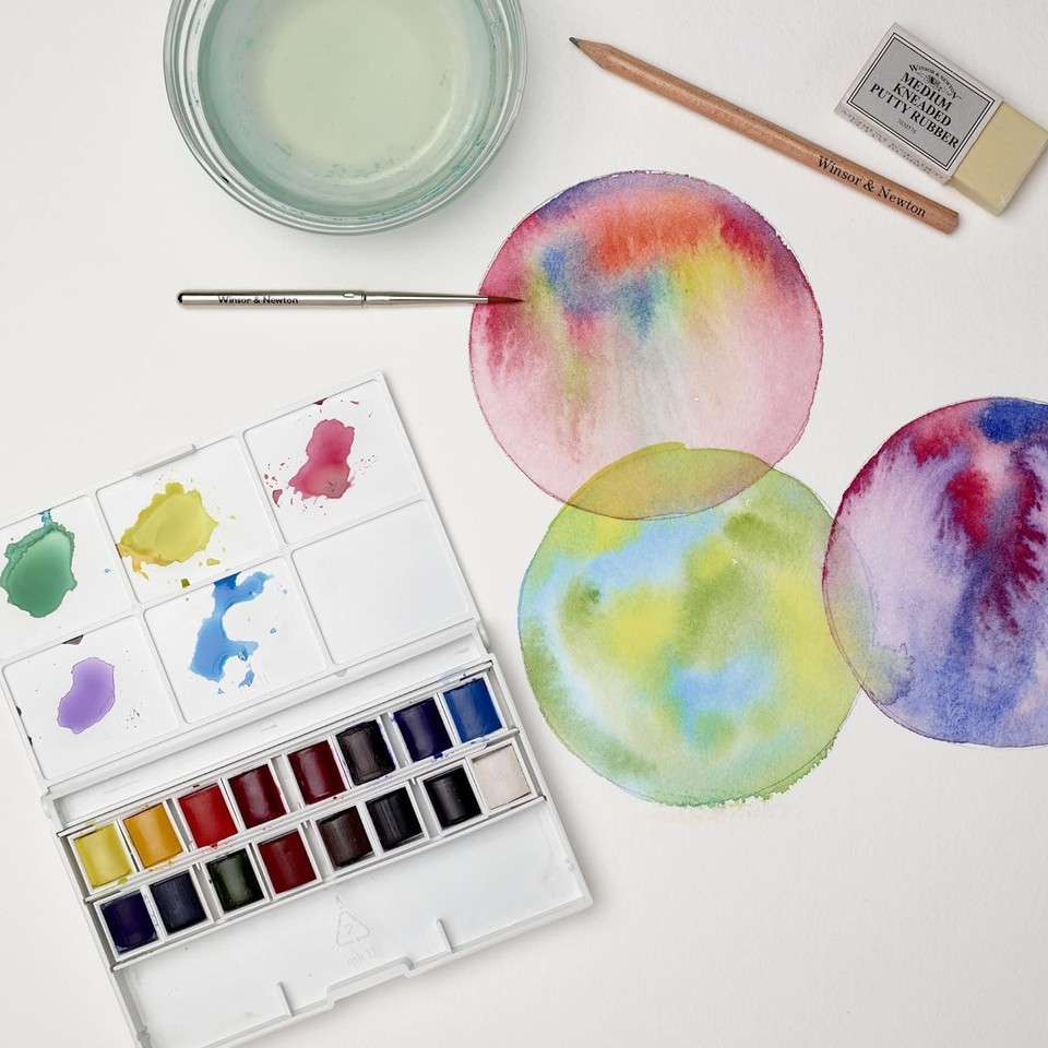 Watercolor Paint Set with 18 Half Pans Portable Pocket Box | eBay