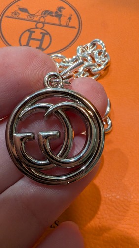 Authentic Gucci Charm/Zipper Pull- Silver Toned Chunky Chain Big GG ...