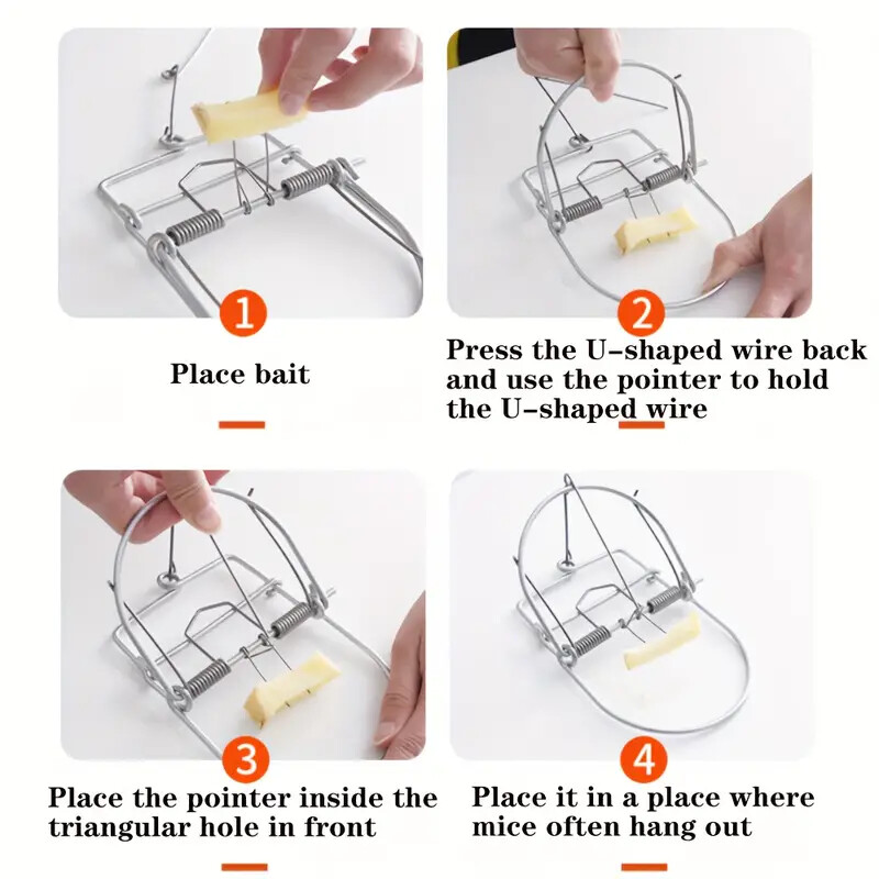 2pcs Size M Professional Rodent Traps Strong Spring Mouse Trap Snap Rat ...