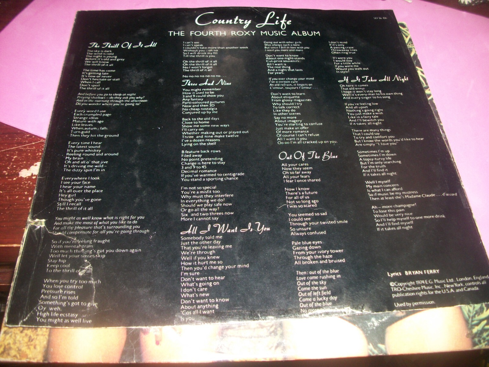 Roxy Music “Country Life” 1974 Glam Rock Legend - Bryan Ferry Atco SD ...