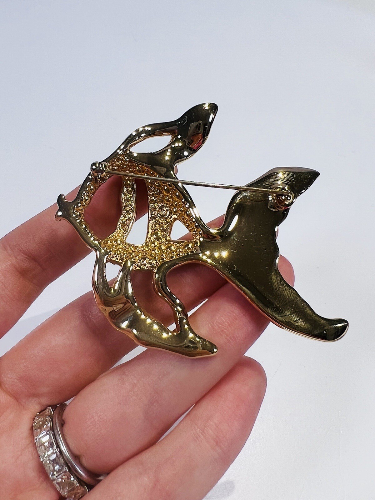 Swarovski Gold Plated Blue Crystal Fish Brooch - Gem