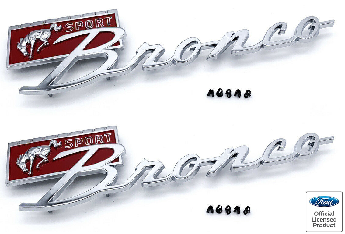 Pair Ford Bronco Fender Emblems Red Fill For 1967-1977 Ford Bronco ...