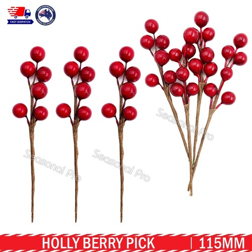 Christmas Red Holly Berry Decoration Craft Artificial Berry Picks Gift ...
