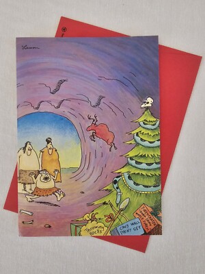 THE FAR SIDE, Funny Christmas Card, Caveman Family, by Gary Larson ...