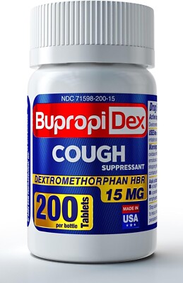 BupropiDex Cough Suppressant Tablet 200 Doses Dextromethorphan HBr 15mg ...