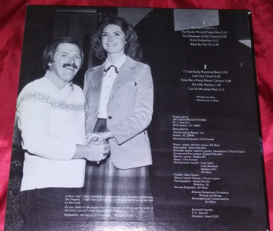 KEN & LU ANN SNYDER Unity LP RARE PRIVATE XIAN CHRISTIAN WEIRD BONE ...